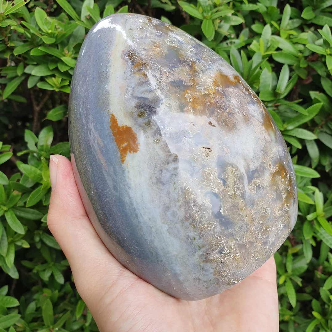 Large Rare Blue Ocean Jasper Free Form, Mountain With Lace Details ...