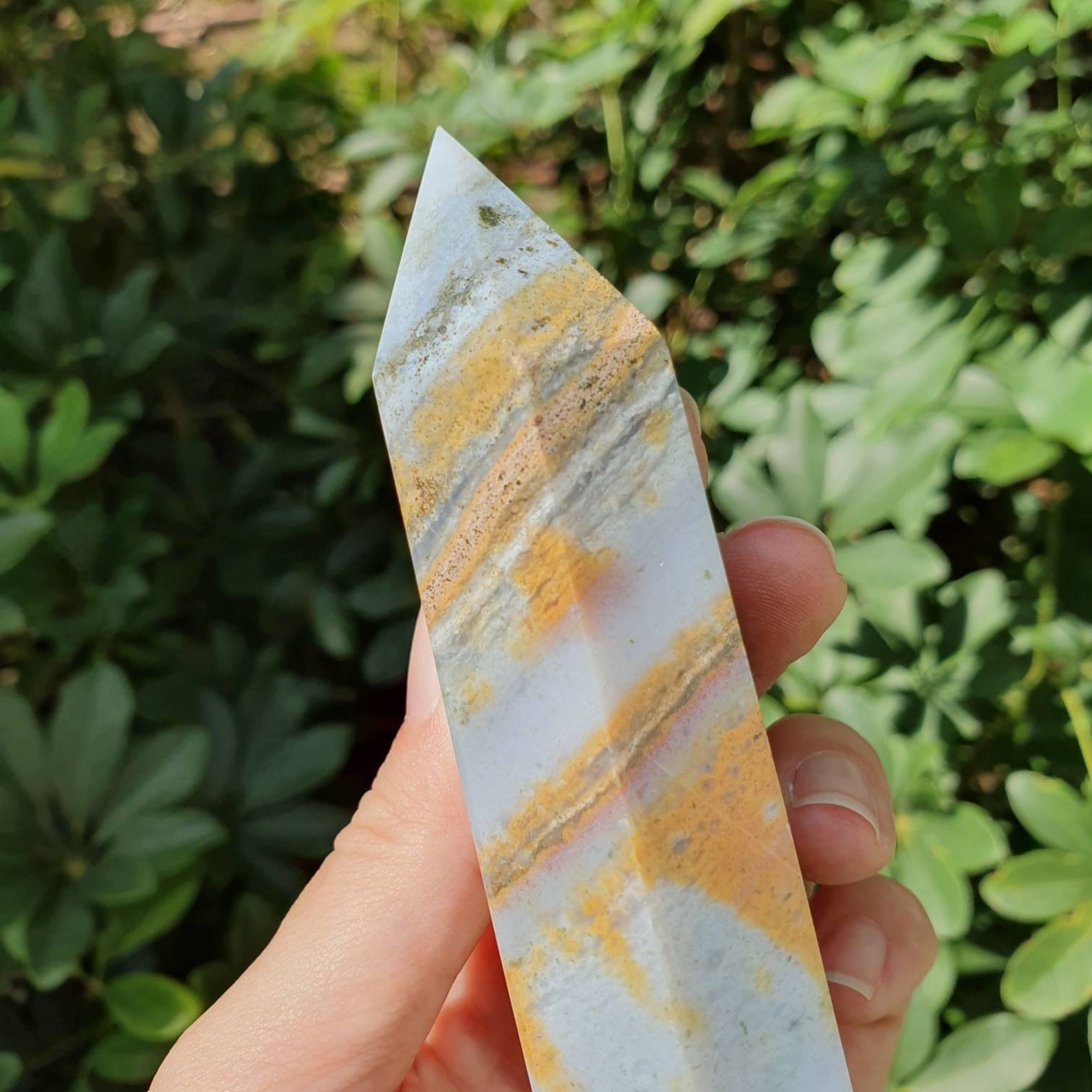 Pretty Blue and Yellow Ocean Jasper Tower From Madagascar - Etsy