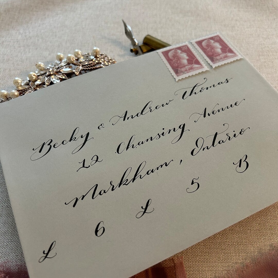 GREY COLOR- Envelope Addressing, Handwritten in Modern Calligraphy ...