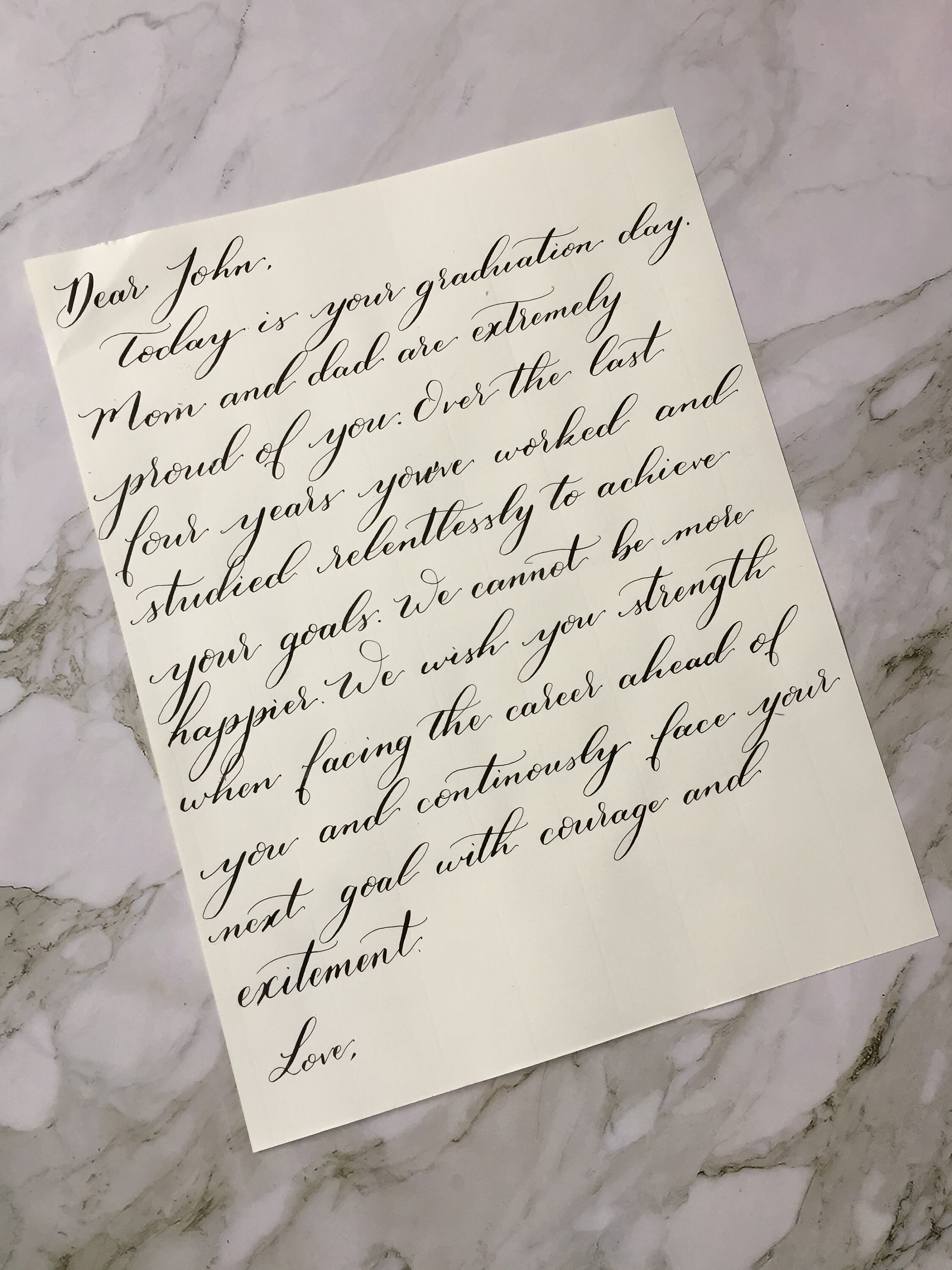 Hand Written Calligraphy Letter Love Letters Day of Wedding Letters ...