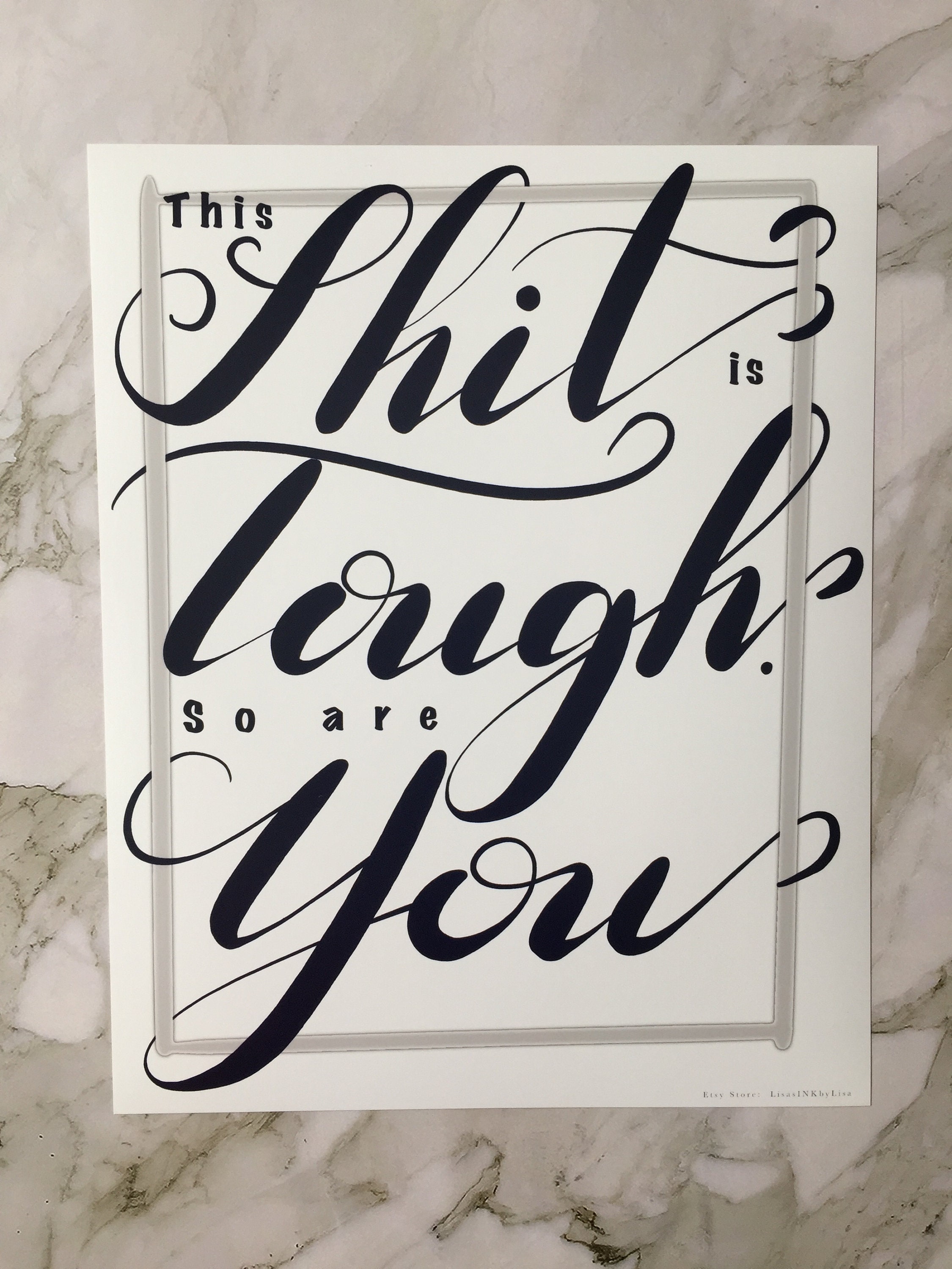 Tough Shit Calligraphy Hand Lettering Print Poster - Etsy