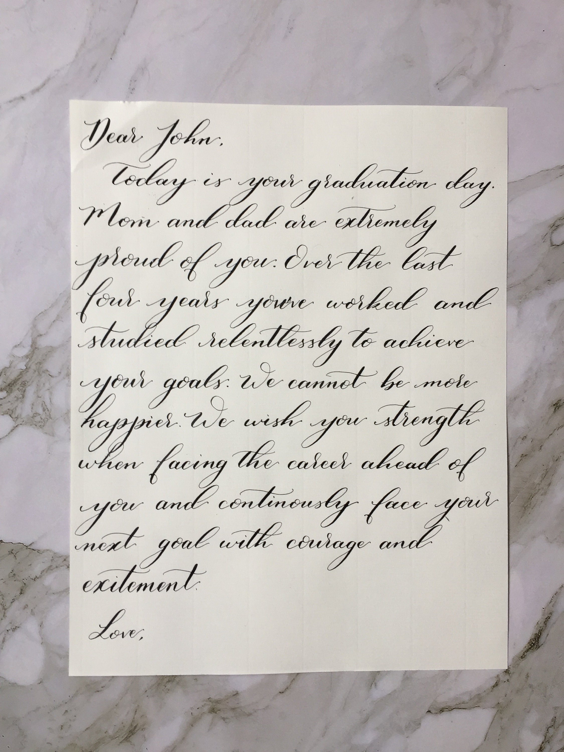 Hand Written Calligraphy Letter Love Letters Day of Wedding Letters ...