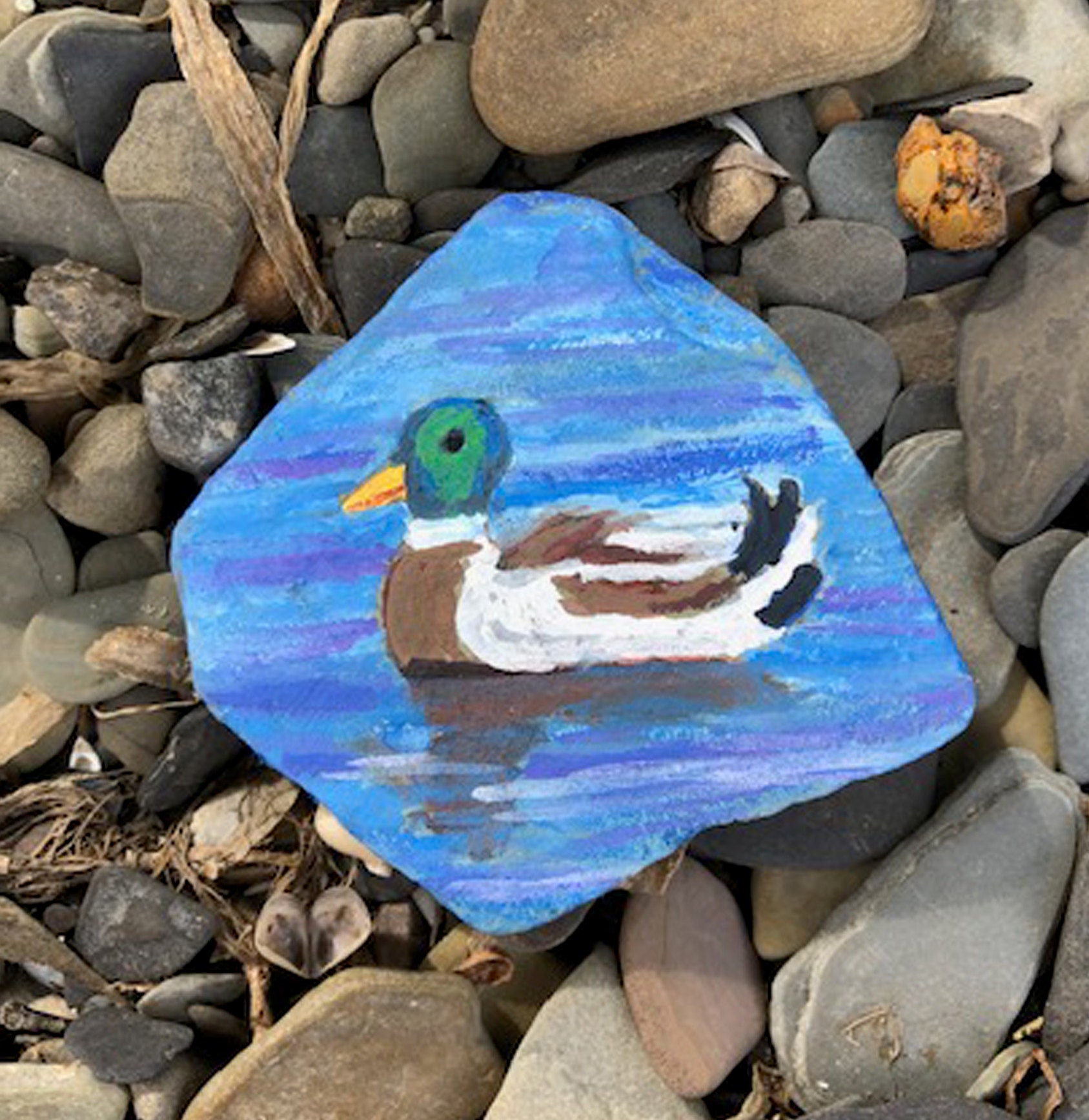 Duck Rock Magnet Hand Painted in Acrylics by Artist Elaine - Etsy UK