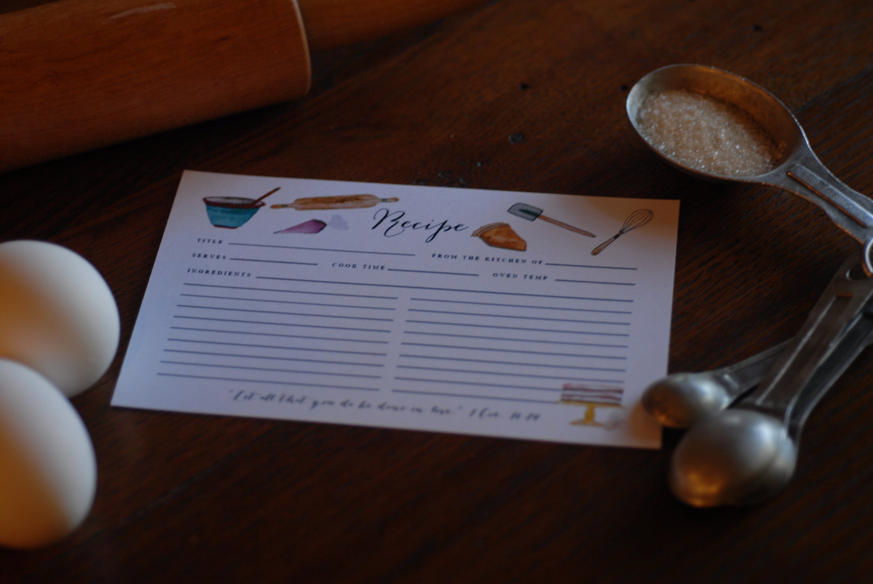 Set of 10 Recipe Cards| Recipe Cards With Bible Verse, Watercolor ...