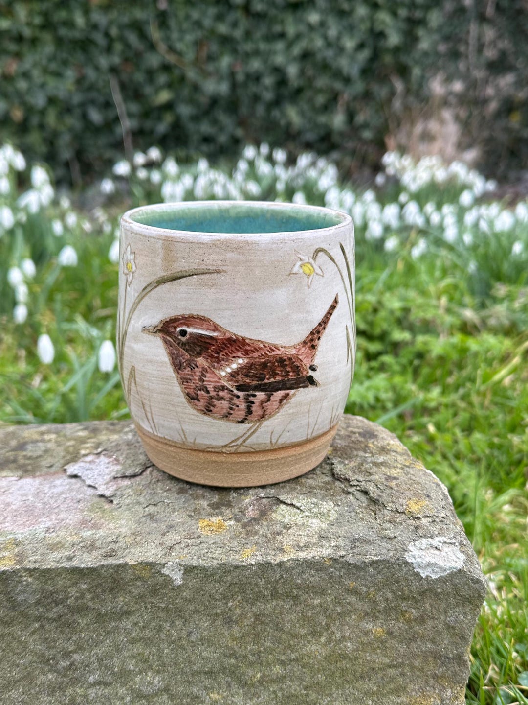 Handmade Ceramic Mug - Wren and Narcissus - Etsy UK