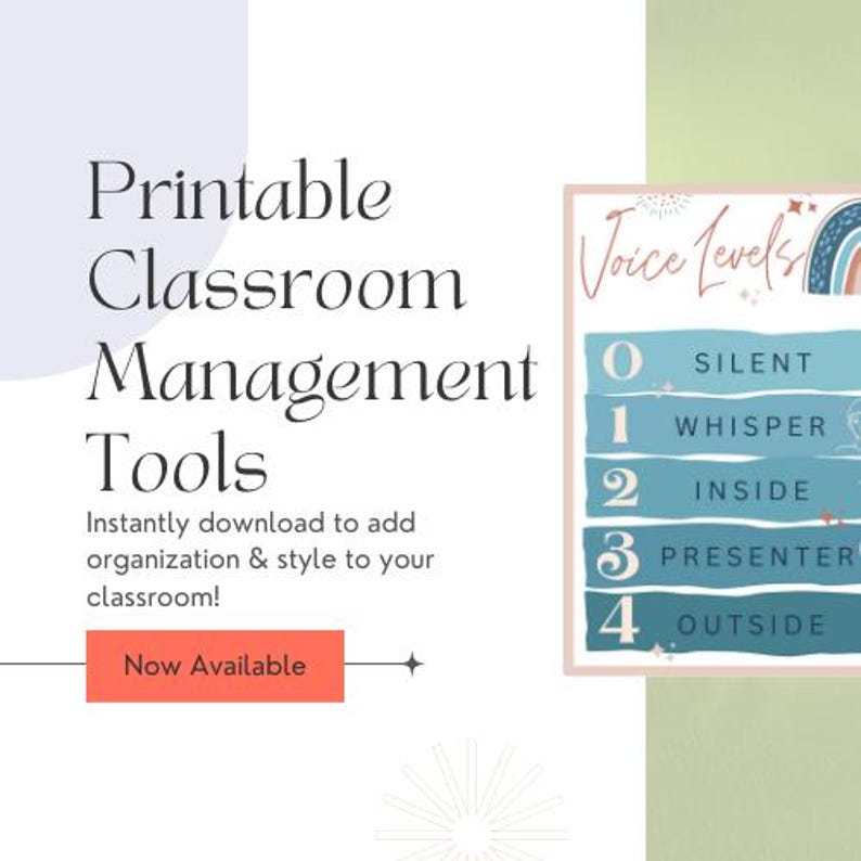 Printable School Voice Levels Chart Classroom Management Tool Kids ...