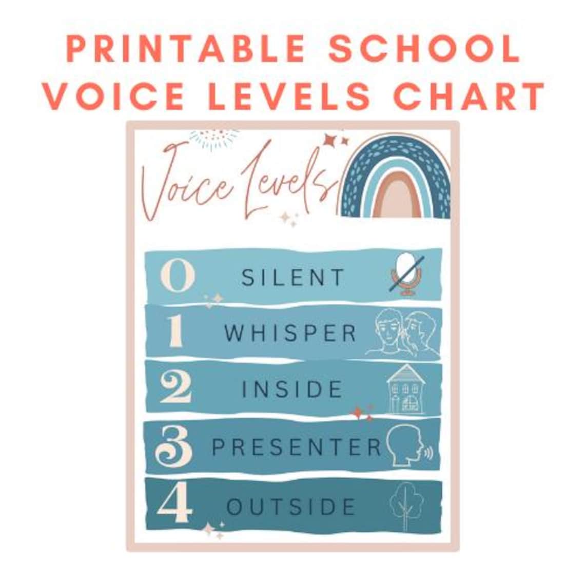 Printable School Voice Levels Chart Classroom Management Tool Kids ...