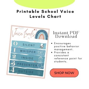 Printable School Voice Levels Chart Classroom Management Tool Kids ...