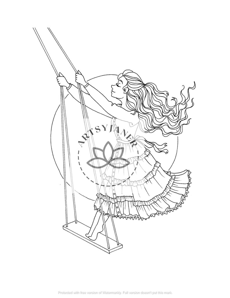 Coloring Page swing - Etsy