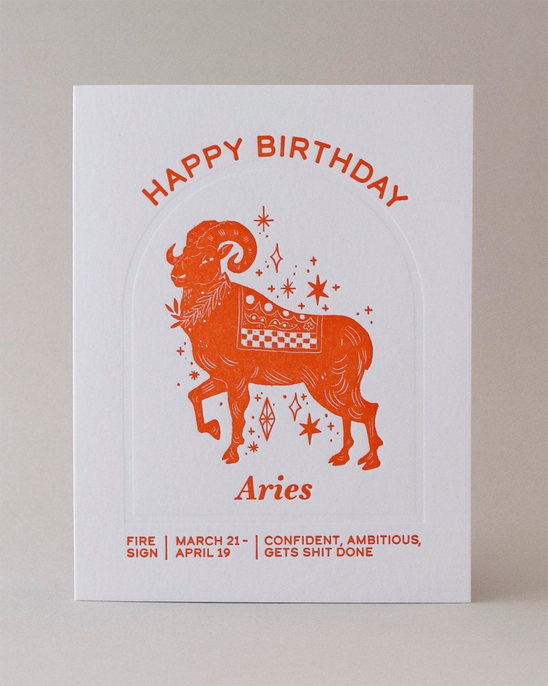 Aries Happy Birthday Greeting Card, Letterpress Printed - Etsy