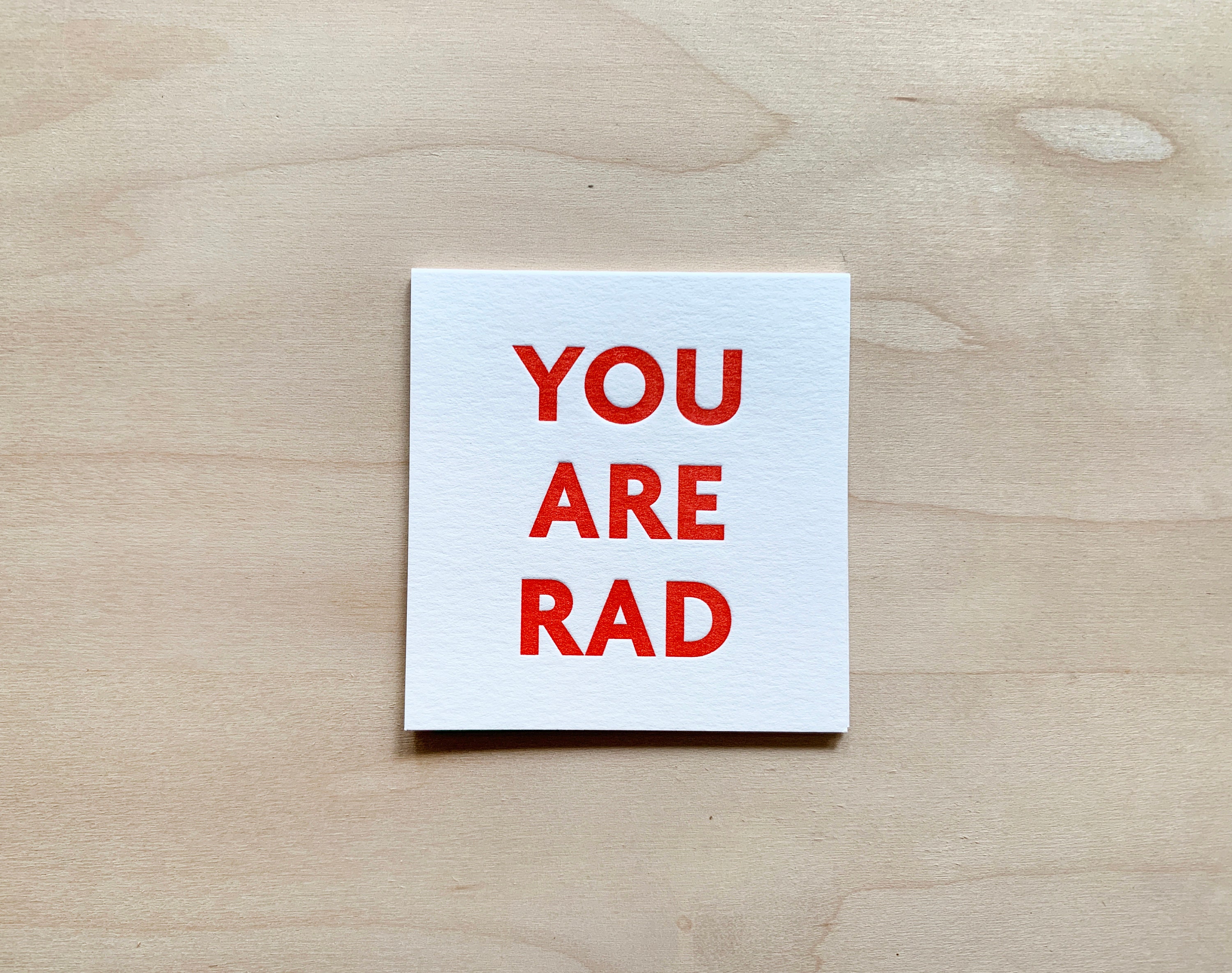 You Are Rad Mini Enclosure Card Letterpress Printed | Etsy