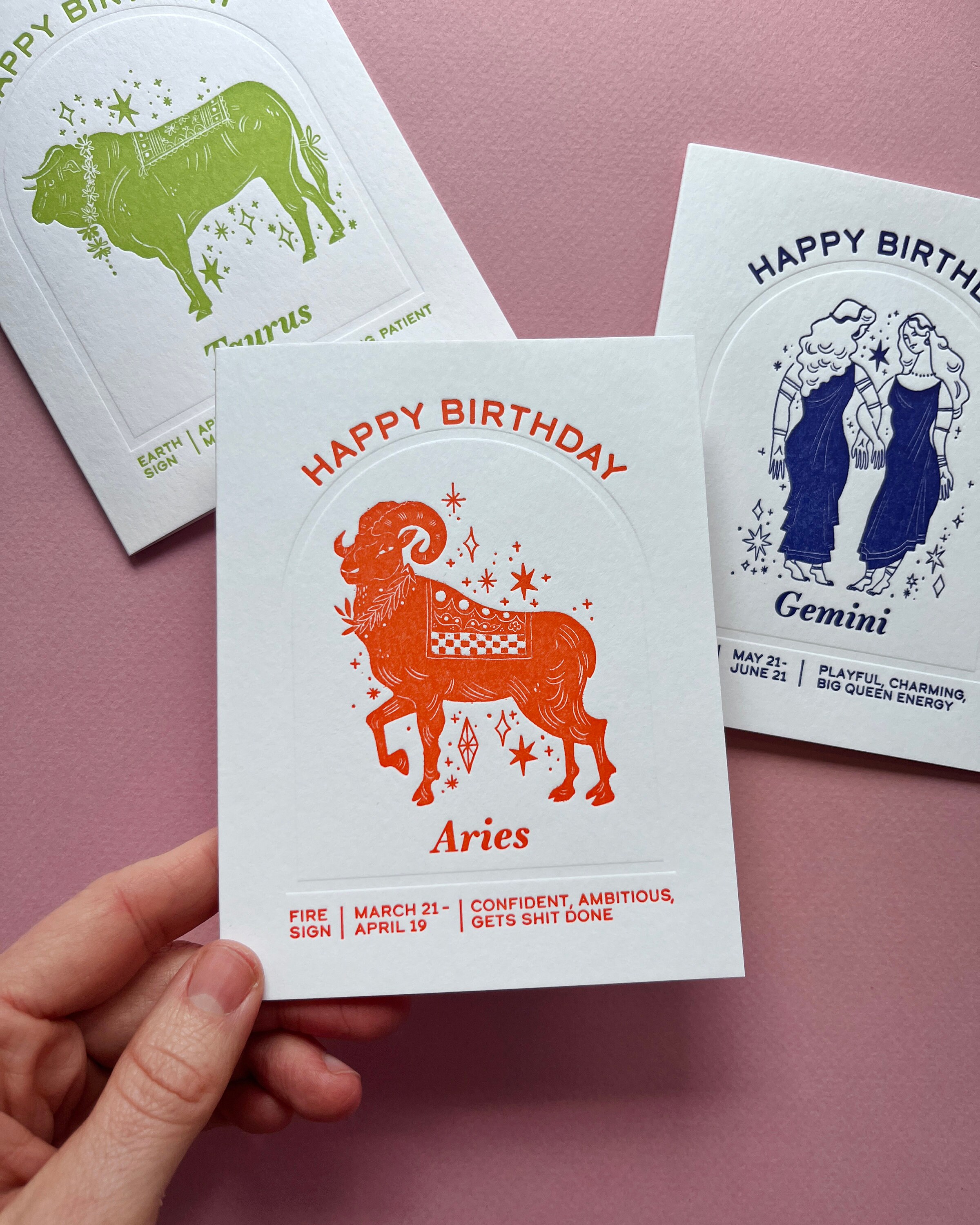 Aries Happy Birthday Greeting Card, Letterpress Printed - Etsy