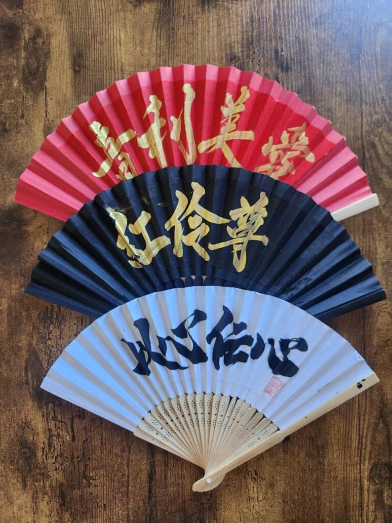 Custom Kanji Folding Fan, Personalized Japanese Sensu, Handwritten ...