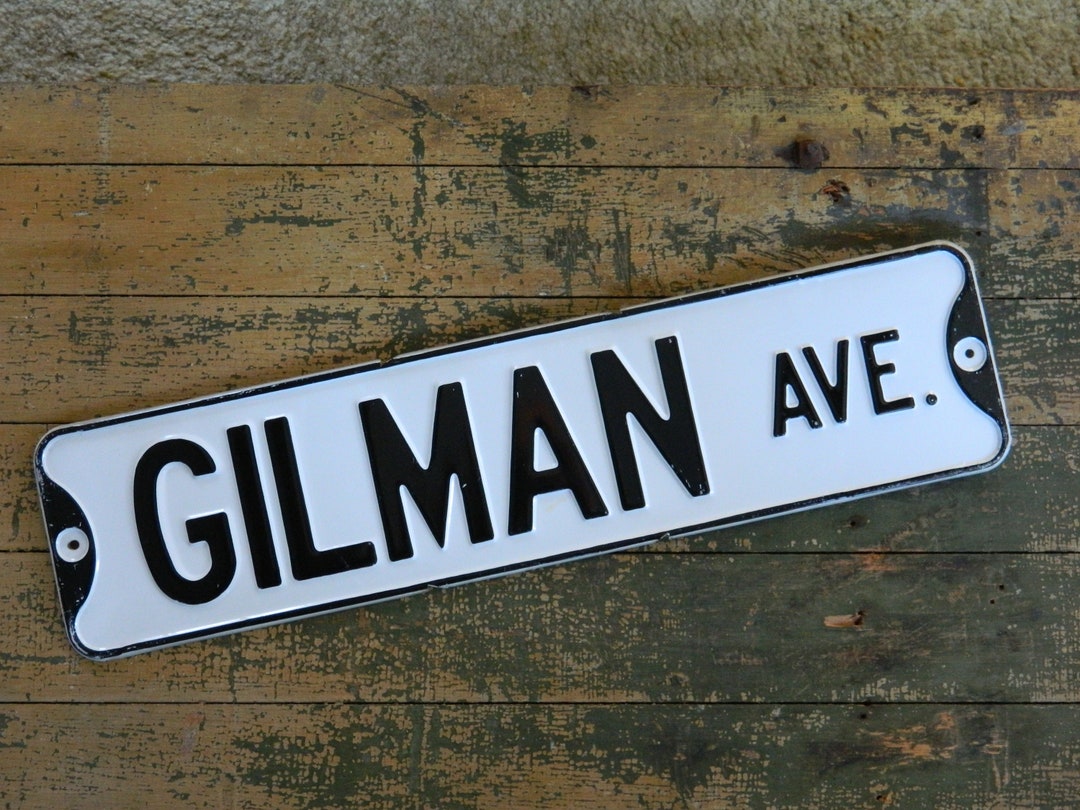 Vintage Gilman Avenue Street Sign Old Real Authentic Road Stop Yield ...