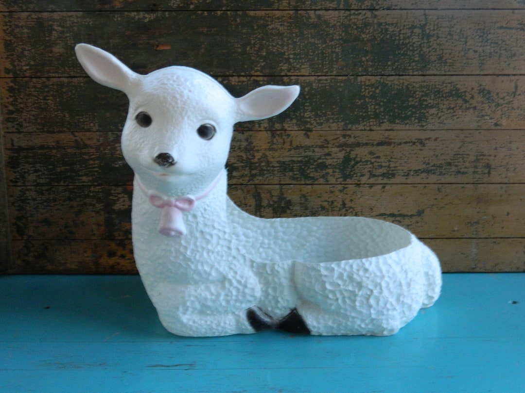 Vintage Figural Sheep Lamb Planter Union Products Blow Molded Plastic ...