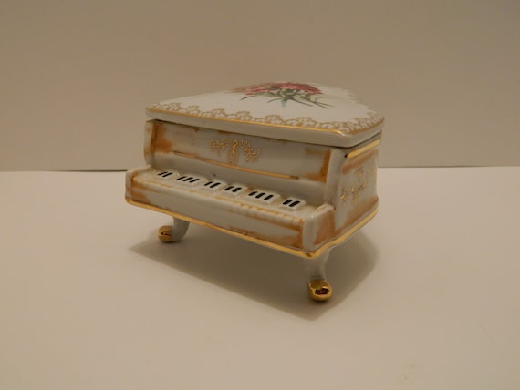 Vintage grand piano shaped trinket dresser jewelry bo… - Gem