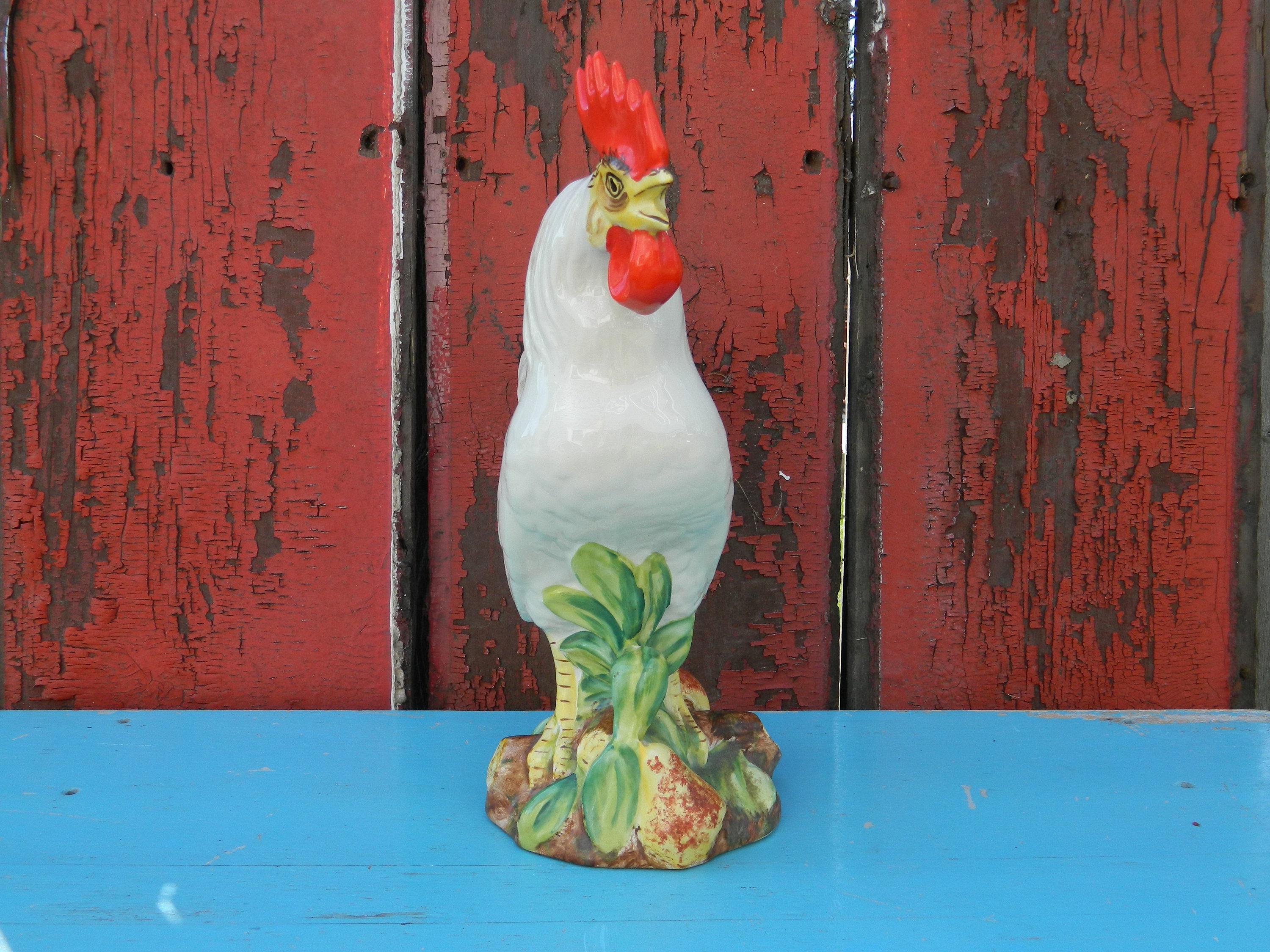 Vintage Large Ceramic Rooster 16 Tall Big Hen Chicken Figurine Statue ...