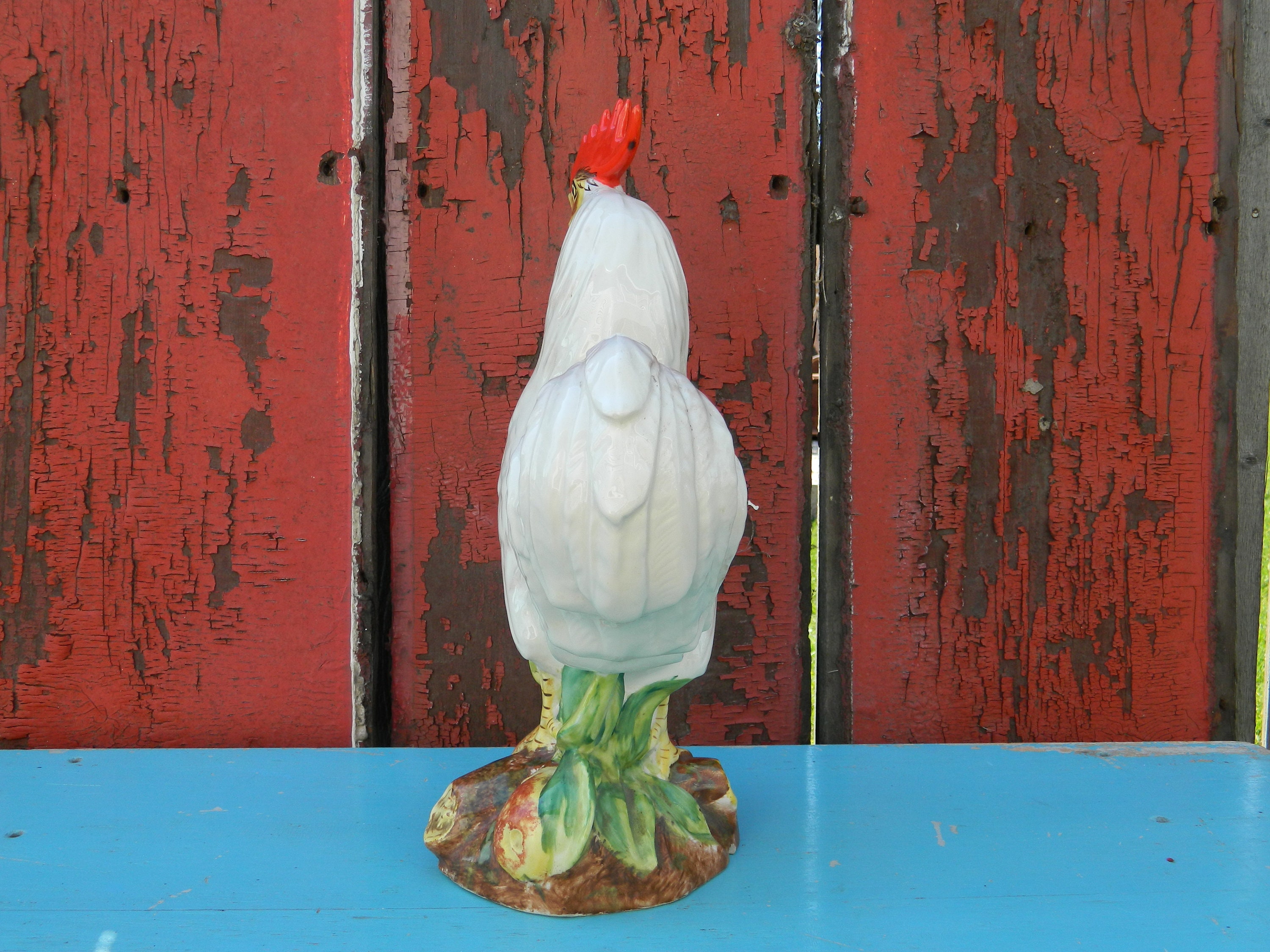 Vintage Large Ceramic Rooster 16 Tall Big Hen Chicken Figurine Statue ...