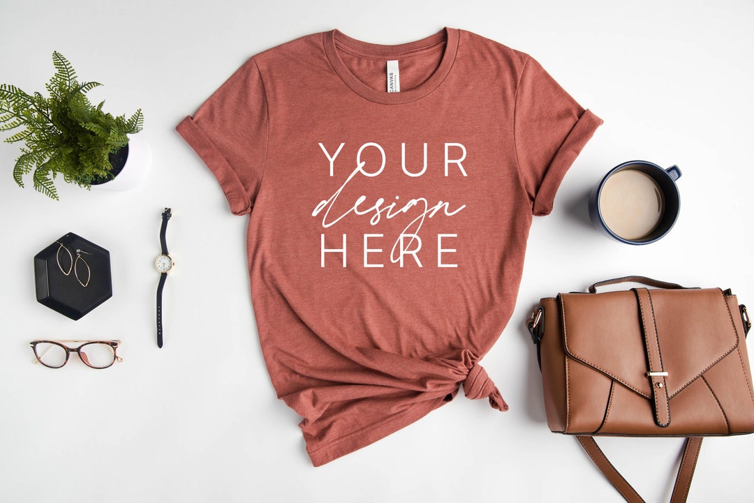 Bella Canvas 3001 Heather Clay Mockup | Heather Clay T Shirt Mockup ...