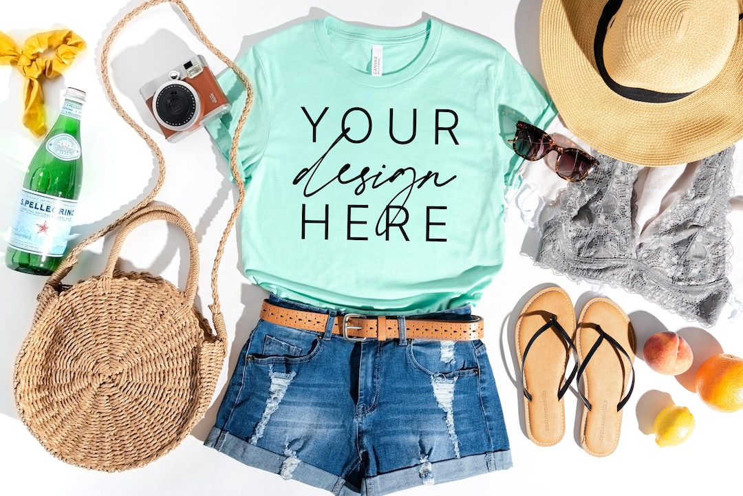 Summer Mockup | 3001 Heather Mint Mockup | Bella Canvas Mock up ...