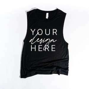 Bella Canvas Muscle Tank Mockup | Black 8803 Women’s Muscle Tank Flat ...
