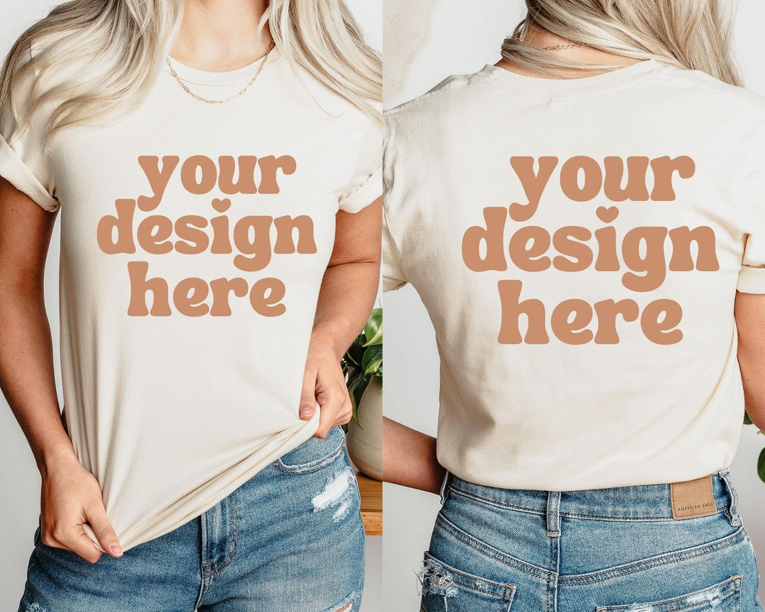 Front and Back Bella Canvas 3001 Soft Cream Mockup, Backside Mockup ...