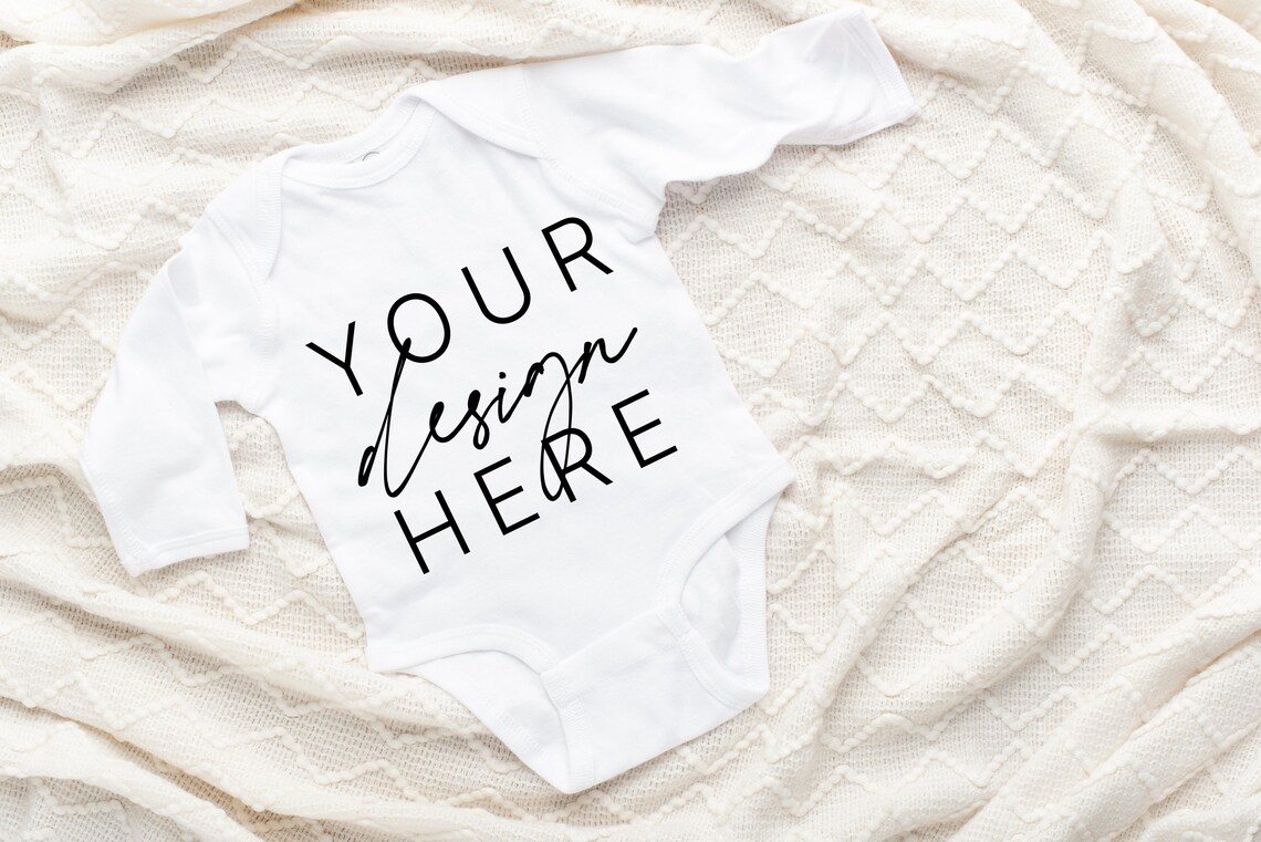 4411 Mockup White | Rabbit Skins White Bodysuit | 4411 Long Sleeve Baby ...