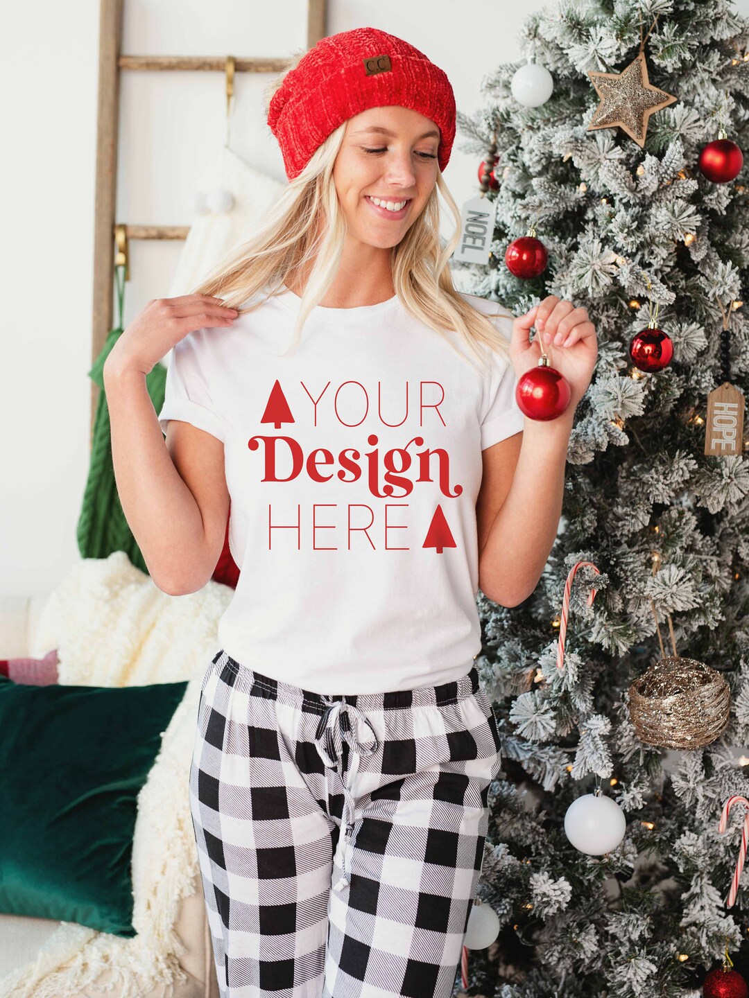Bella Canvas 3001 Tshirt Christmas Mockup | White Shirt Mockup ...