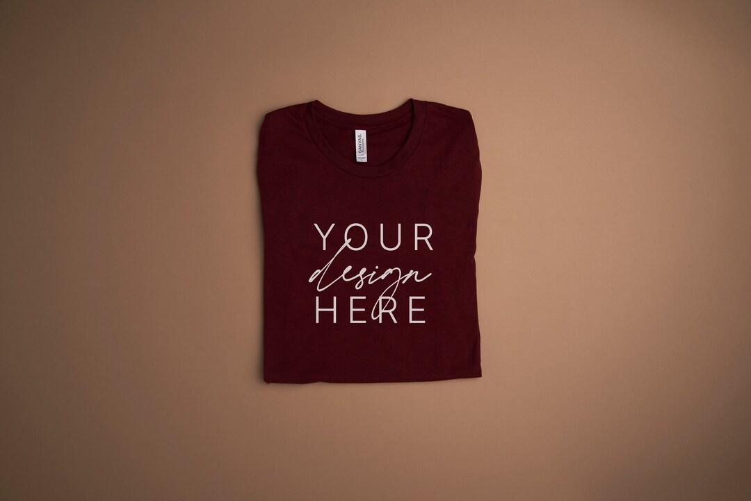 Bella Canvas 3001 Heather Cardinal Mockup | Fall Heather Cardinal T ...