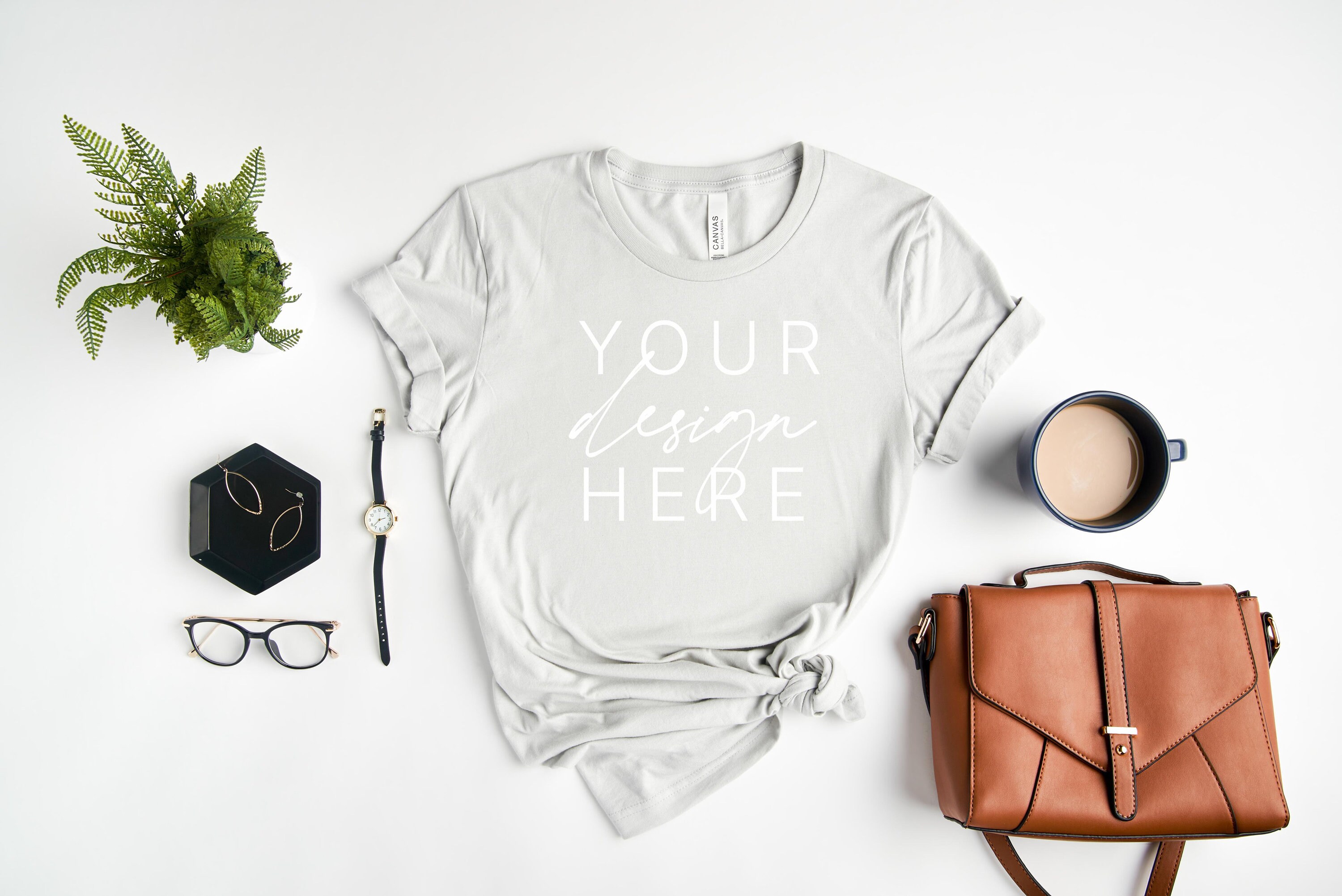 Bella Canvas 3001 Silver Mockup | Silver T Shirt Mockup | 3001 Silver ...