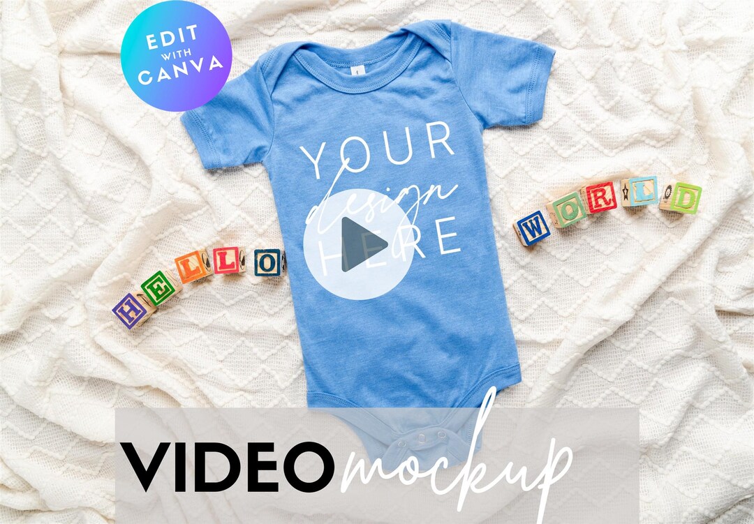 Mockup animado | Body Bella Canvas 100B Heather Columbia Blue Mockup ...
