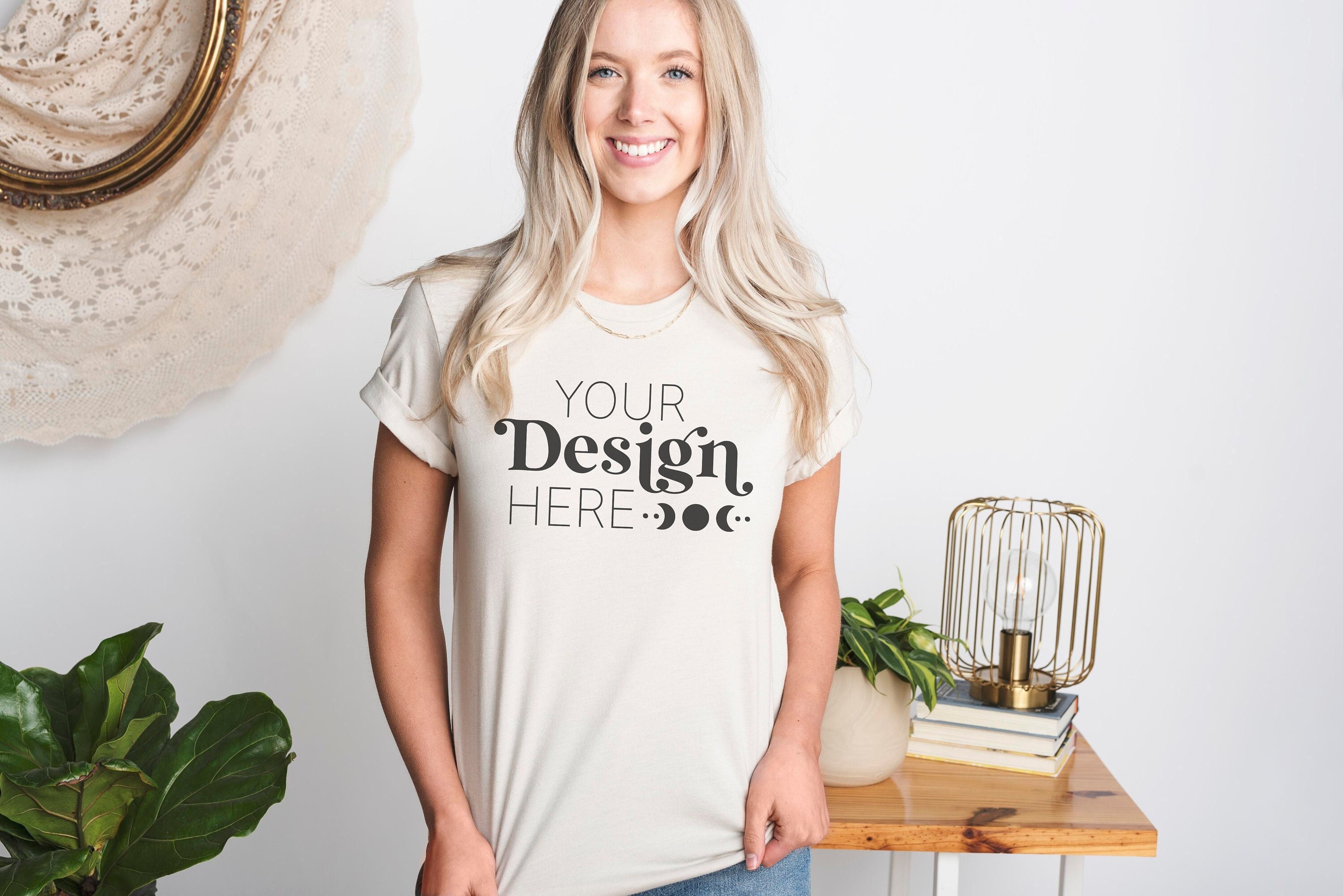 Bella Canvas 3001 Mockup Heather Dust Model Mockup 3001 | Etsy