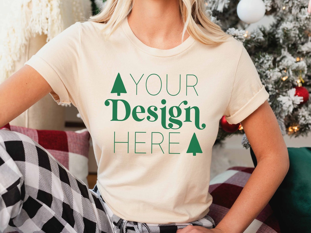 Bella Canvas 3001 Soft Cream Mockup | Christmas Shirt Mockup | Model ...
