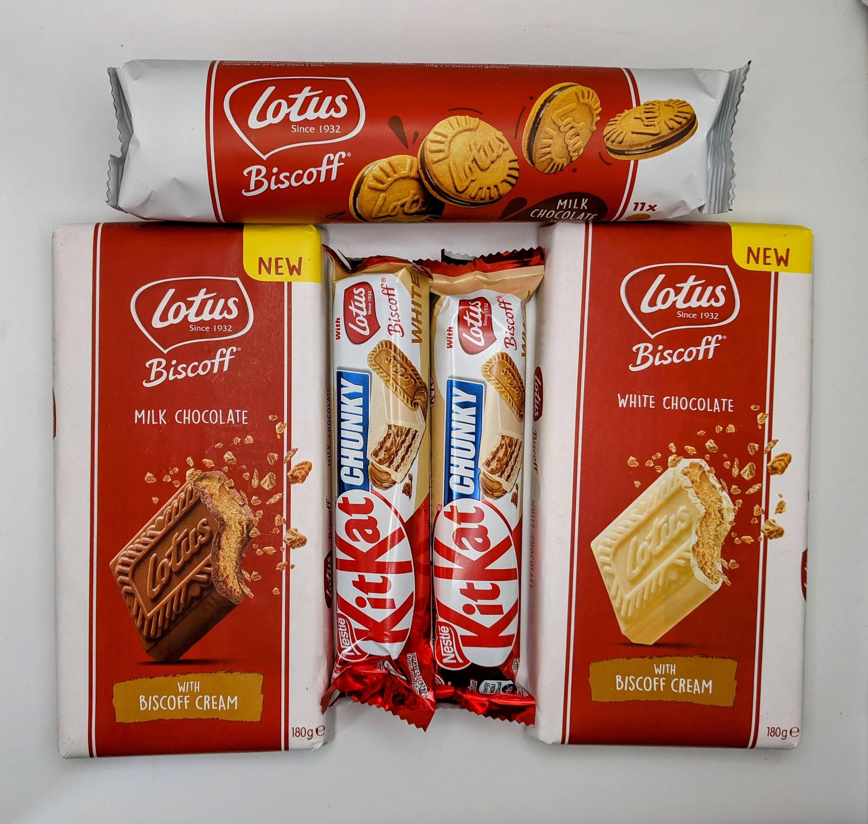 Lotus Biscoff Chocolate Bar Duo With 2 Kitkat Chunky White - Etsy UK