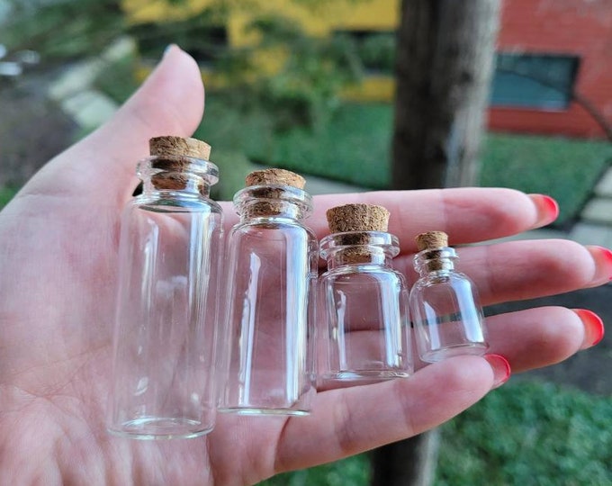 Glass Spell Jar W/ Cork (set of 6 or 8) - 1.5ml, 5ml, 10ml & 20ml ...