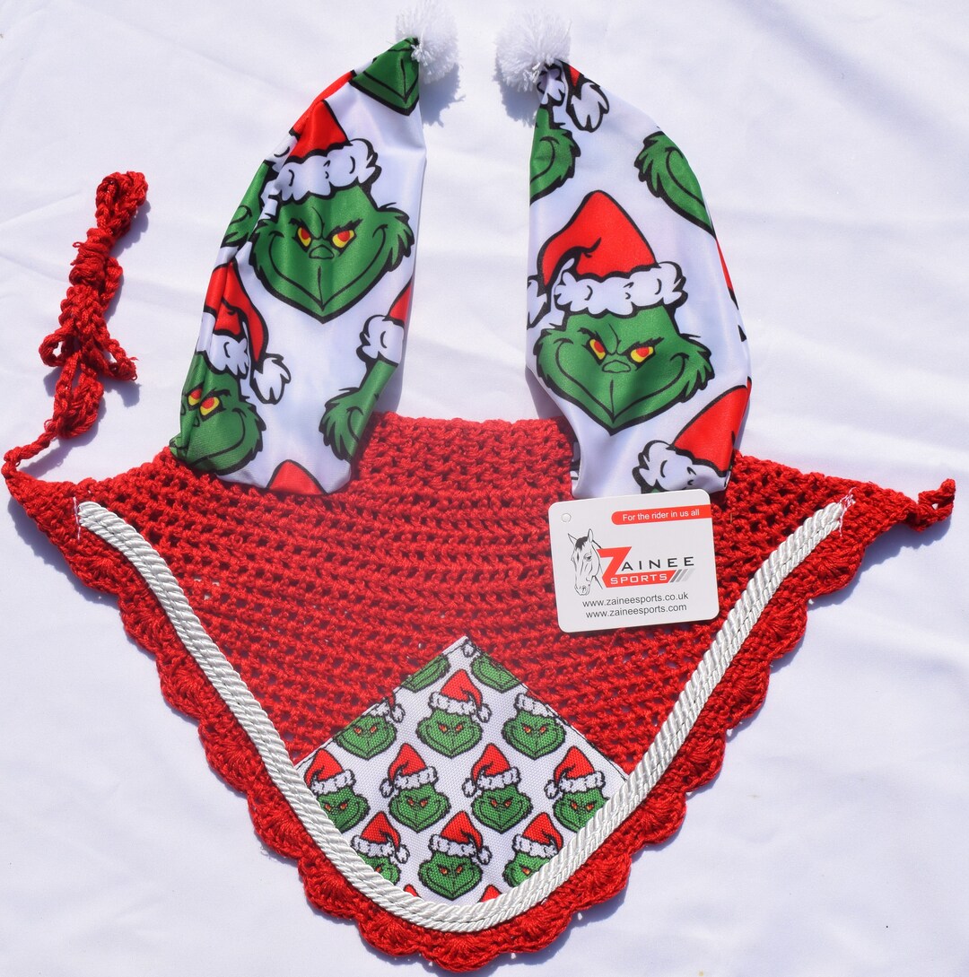 Handmade Grinch Christmas Horse Fly Bonnet Net Hat Hood Mask - Etsy ...