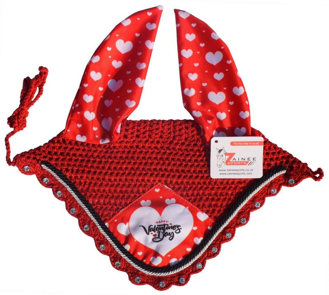 Handmade Valentines Day Ear Bonnet , Red Bonnet, Heart Bonnet Fly ...