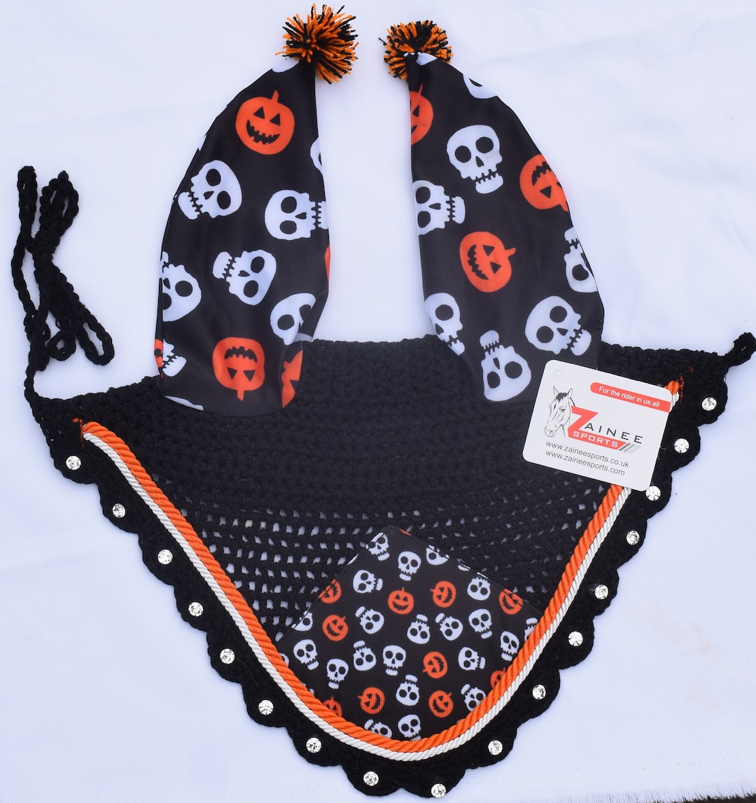 Handmade Halloween Horse Fly Bonnet Pumpkin Costume Horse Ear Bonnet ...