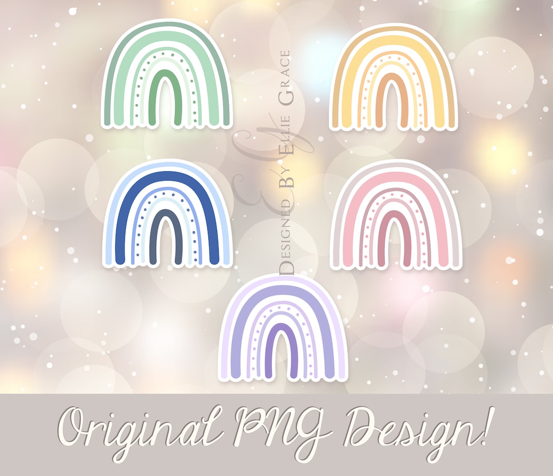 Boho Rainbow PNG, Digital Download, Sticker Design, Boho Sticker ...
