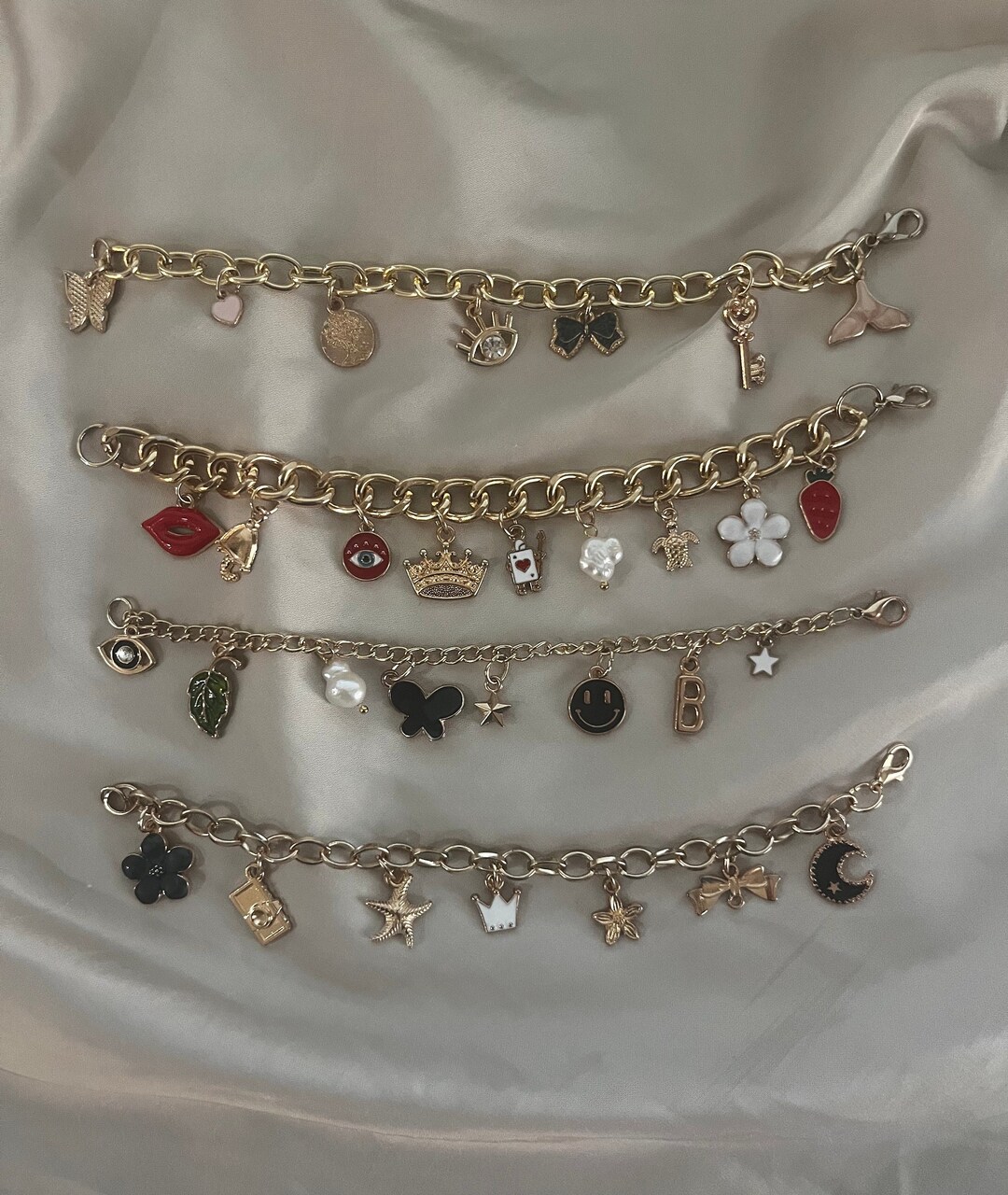 Custom Charm Bracelet: Gold Chain, Personalized Charms - Etsy