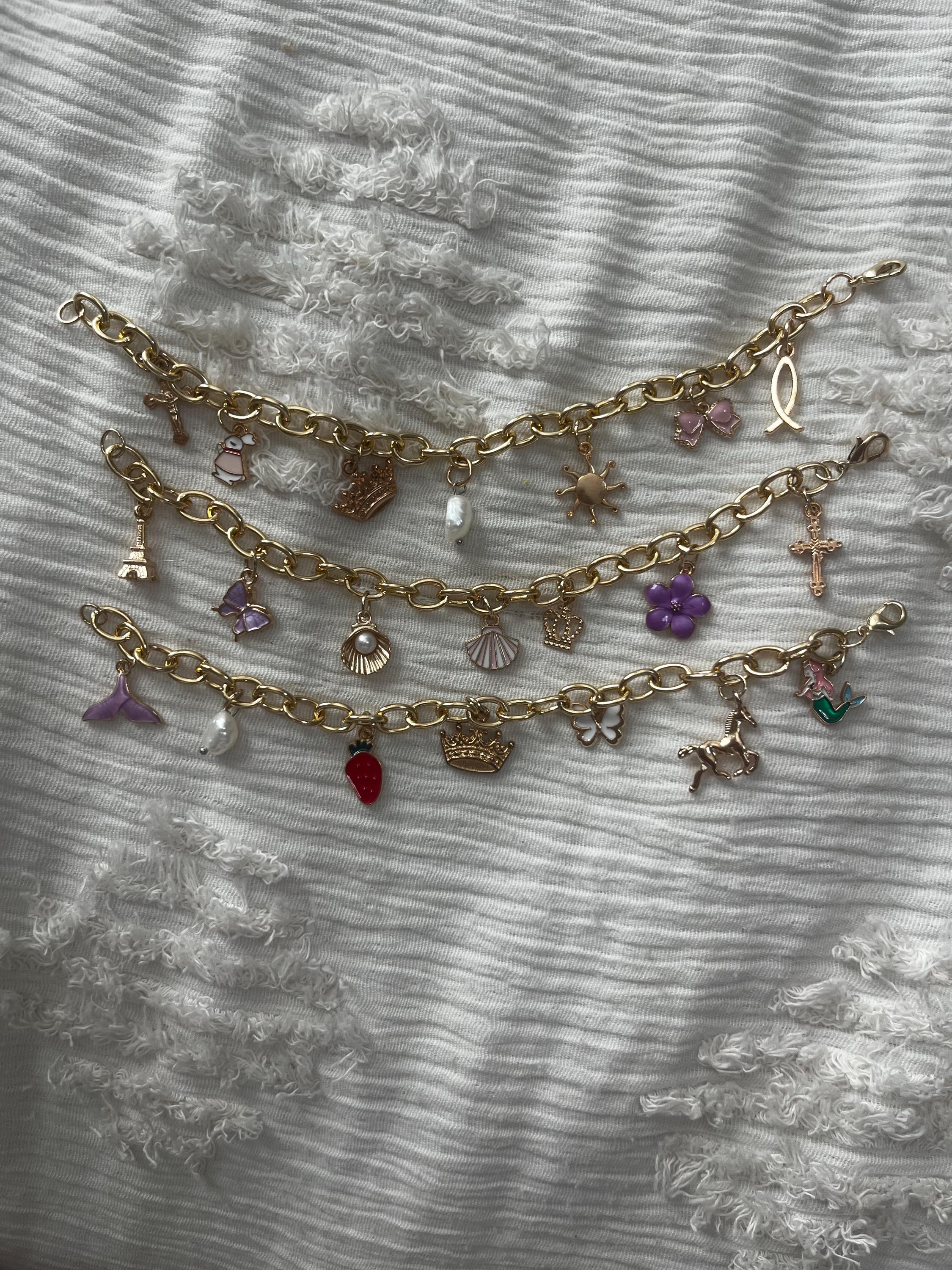 Custom Charm Bracelet: Gold Chain, Personalized Charms - Etsy