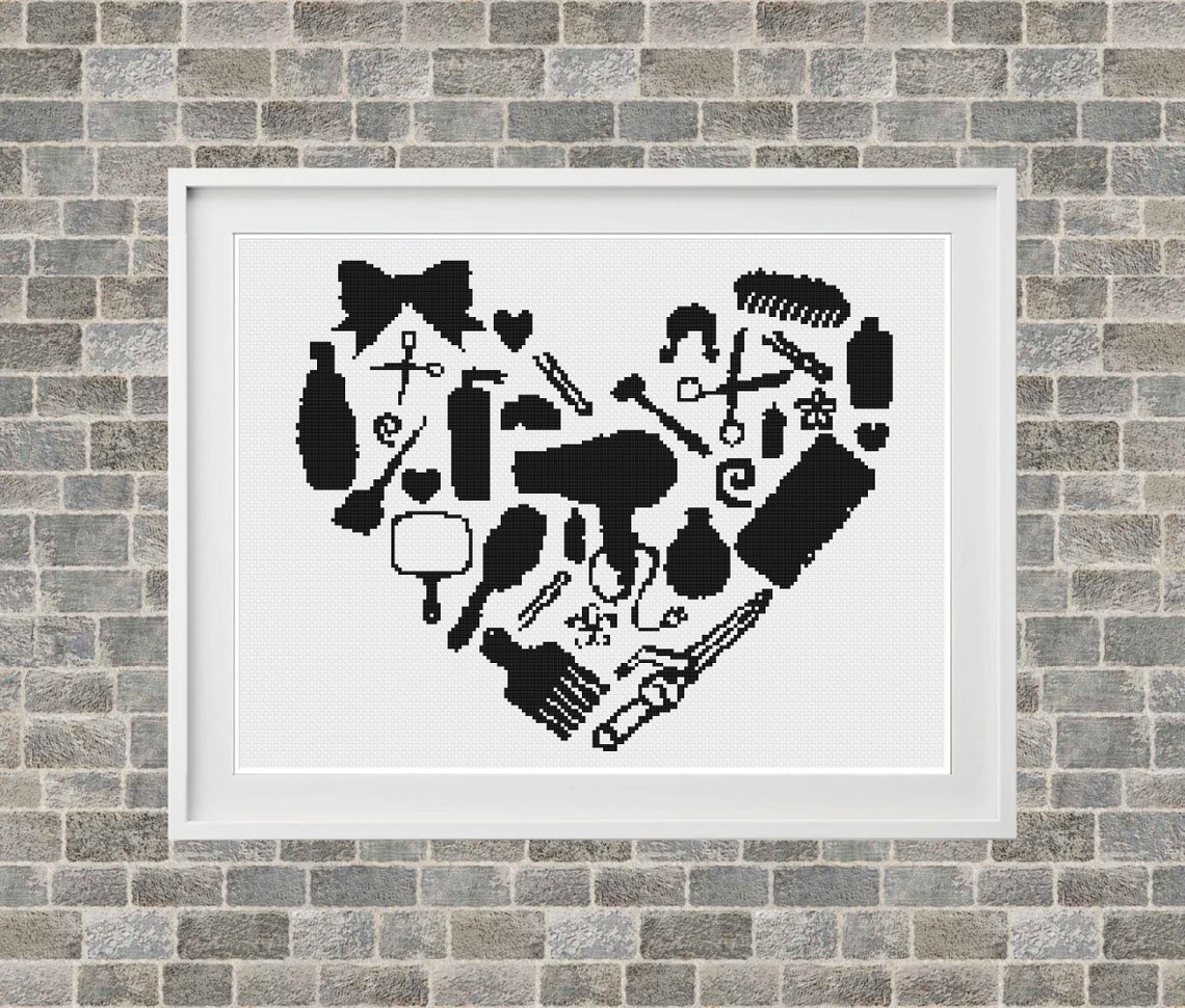 Hair Love Heart Cross Stitch Pattern / Instant Download PDF File - Etsy