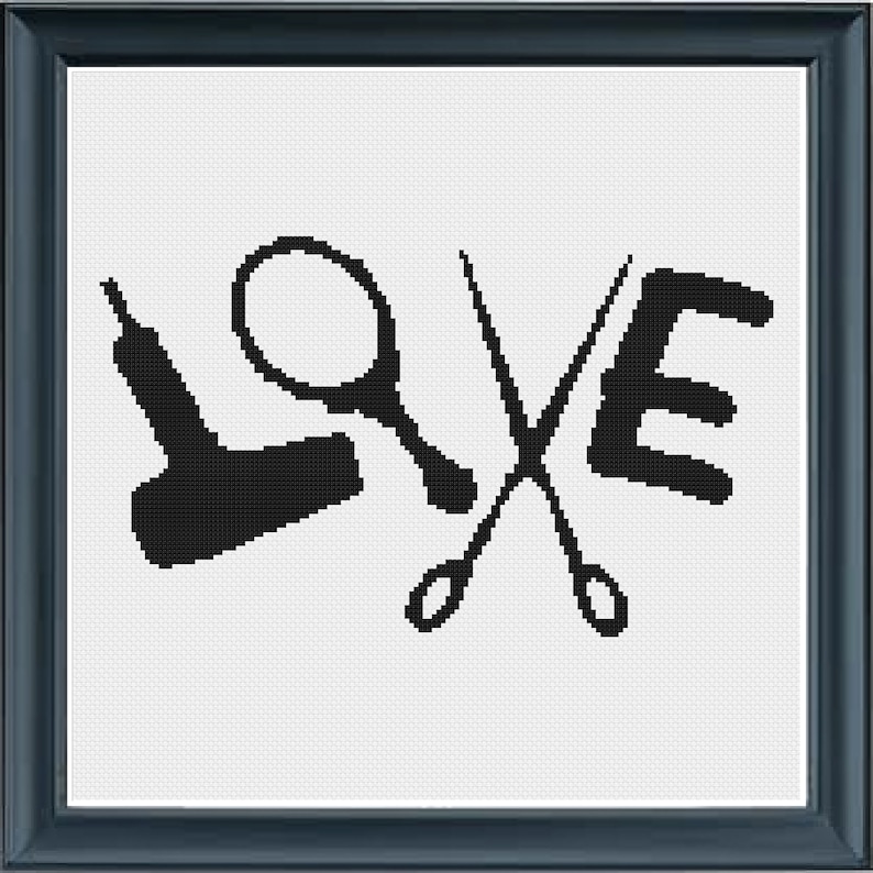 Love Hairdressing Cross Stitch Pattern / Instant Download PDF File - Etsy