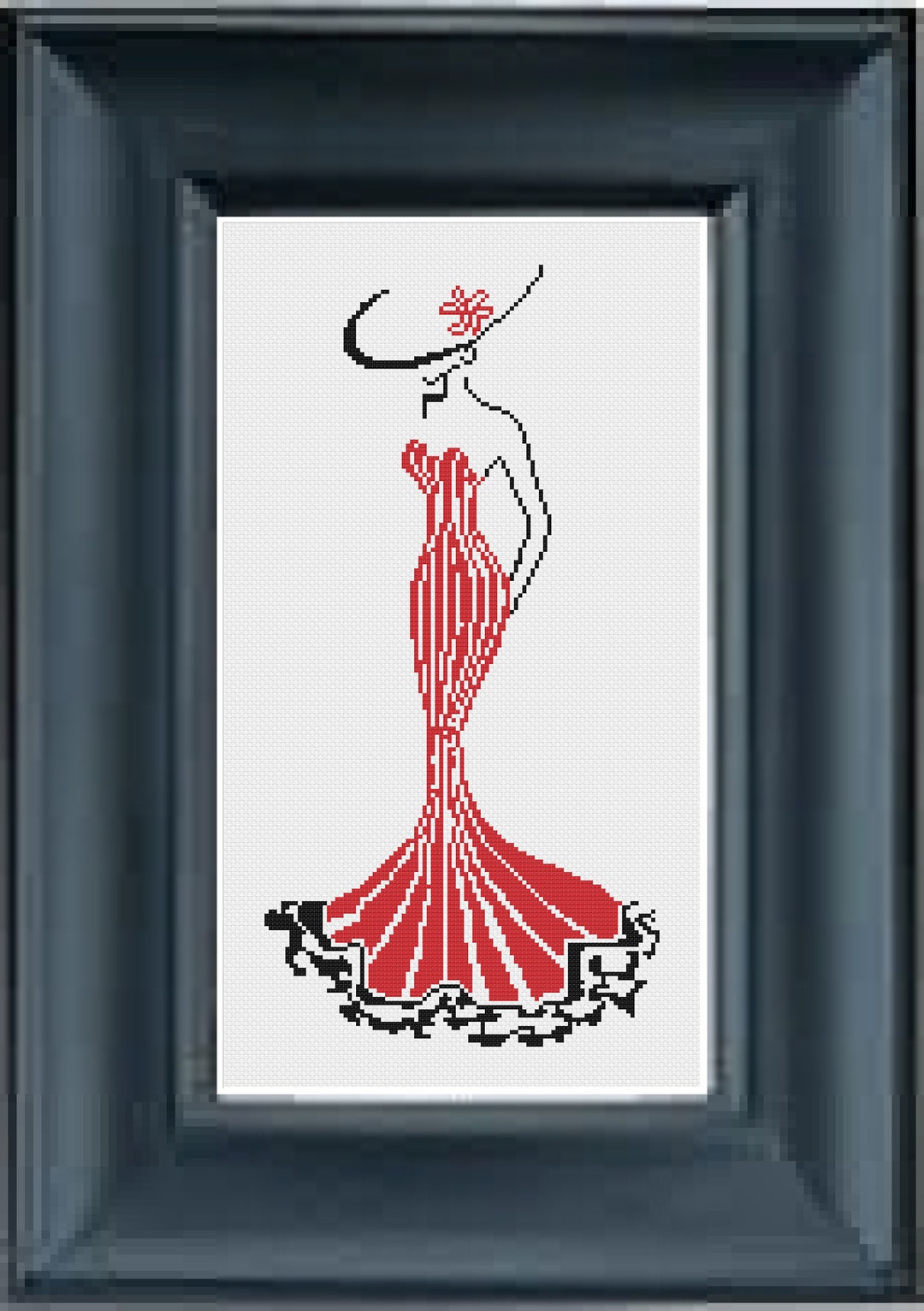 Lady in Red Cross Stitch Pattern / Instant Download PDF File - Etsy