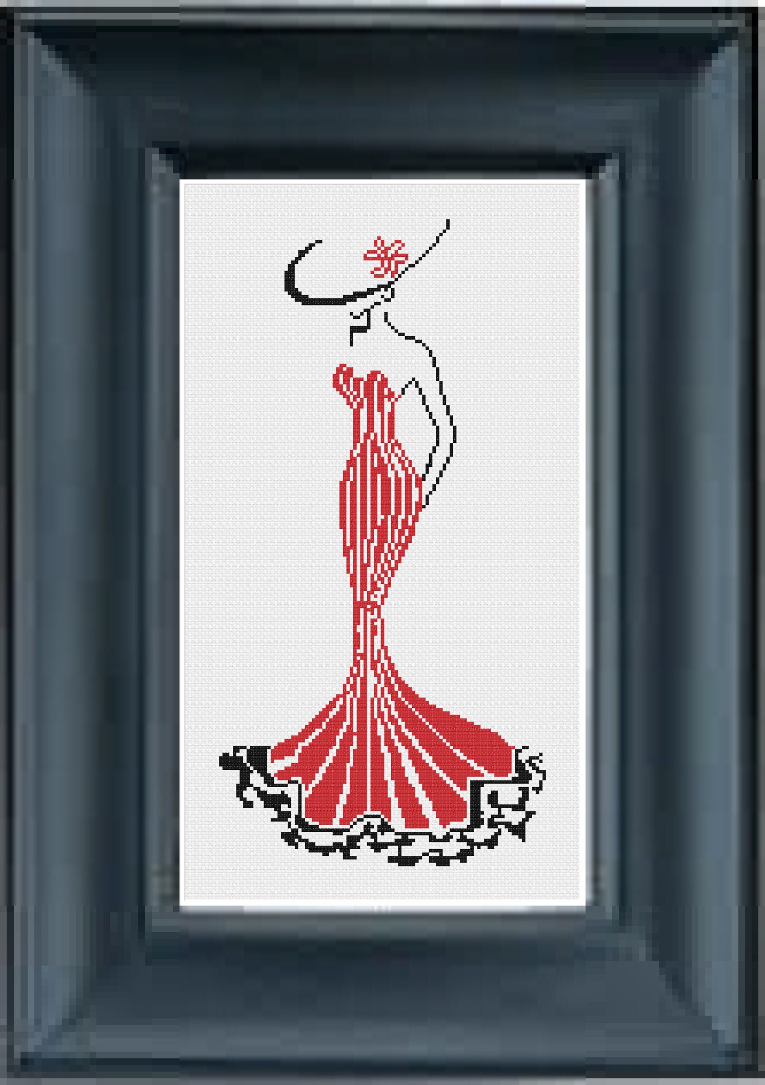 Lady in Red Cross Stitch Pattern / Instant Download PDF File - Etsy