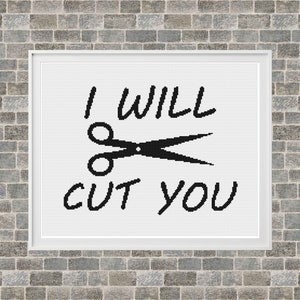 I Will Cut You Cross Stitch Pattern / Instant PDF Download / Hair ...
