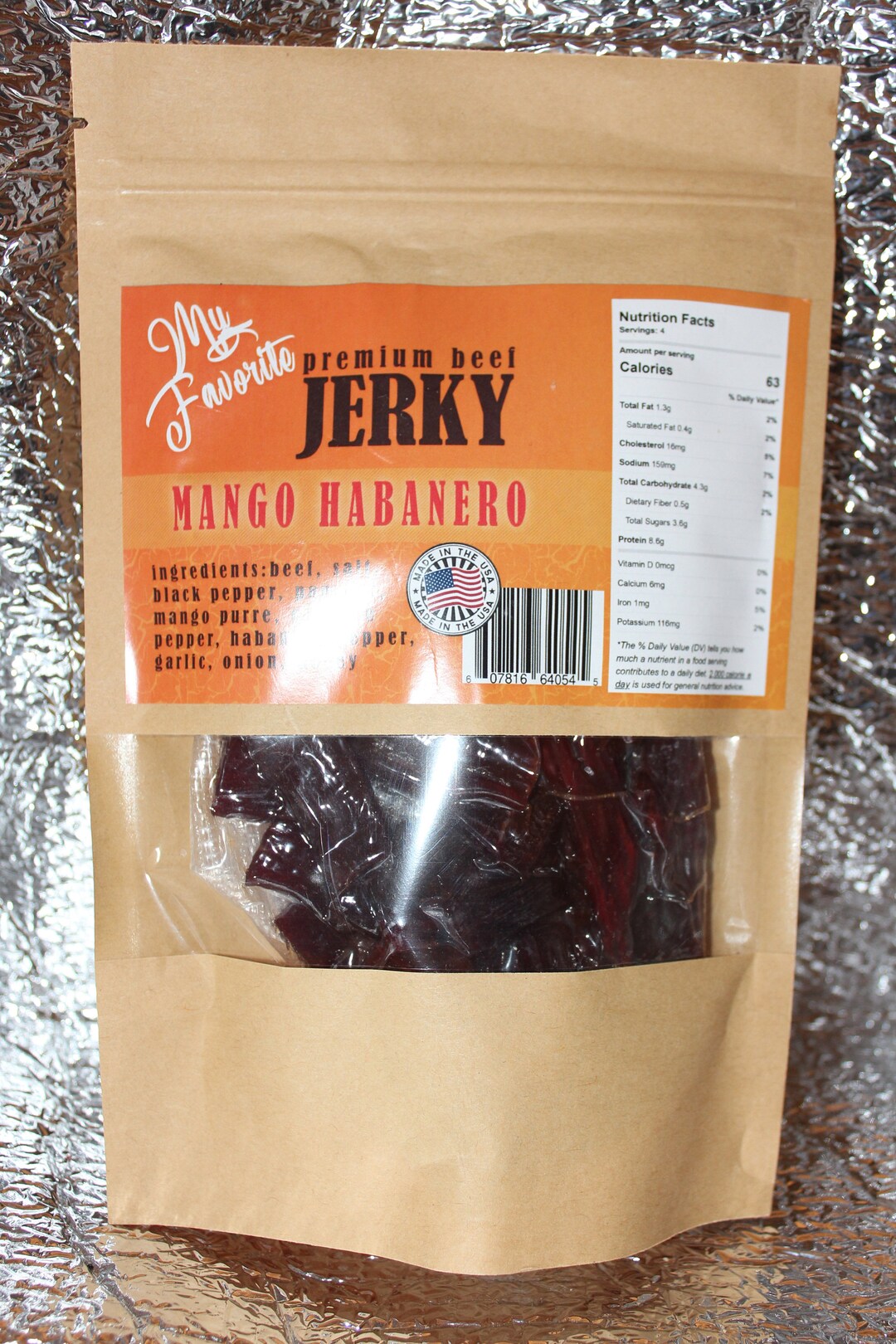My Favorite Beef Jerky Mango Habanero Spicy - Etsy