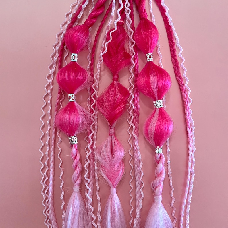Bubble Braids Ponytail Pink Hair Extension Princess Gift for Little ...