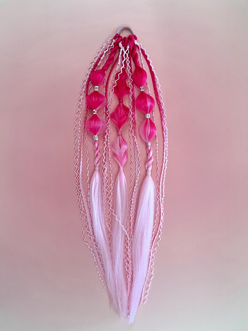 Bubble Braids Ponytail Pink Hair Extension Princess Gift for Little ...