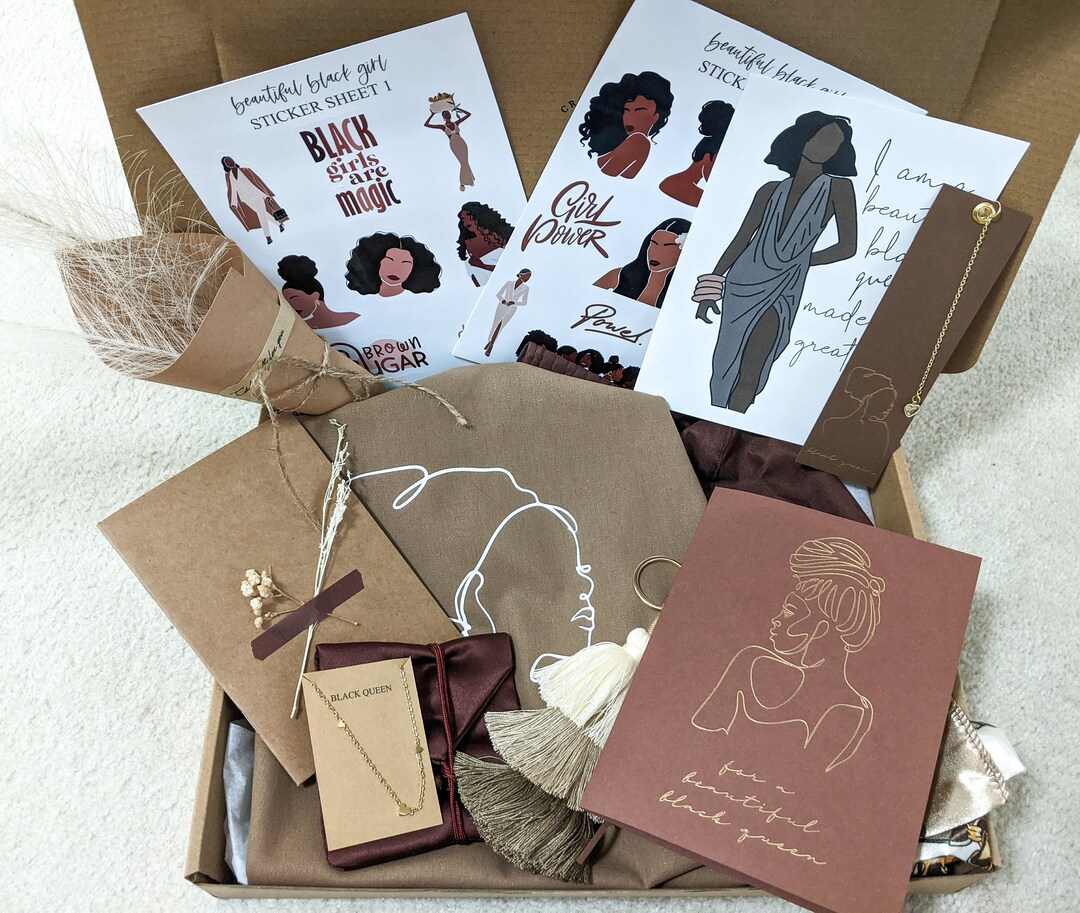 Black Queen Gift Box: Self-care Package With Tote, Jewelry & Dried ...